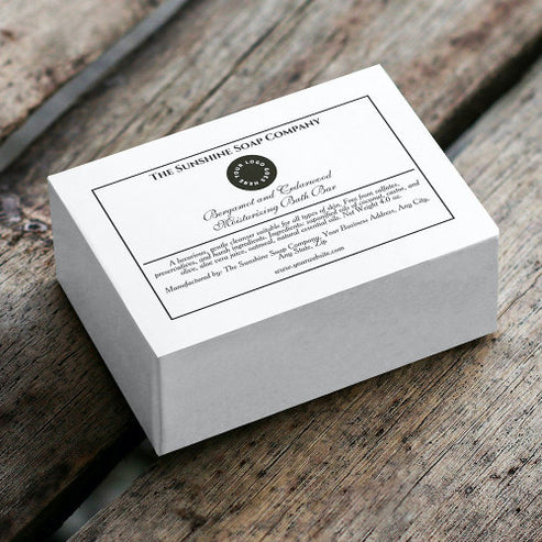 White and black waterproof soap box label – Soaplabels